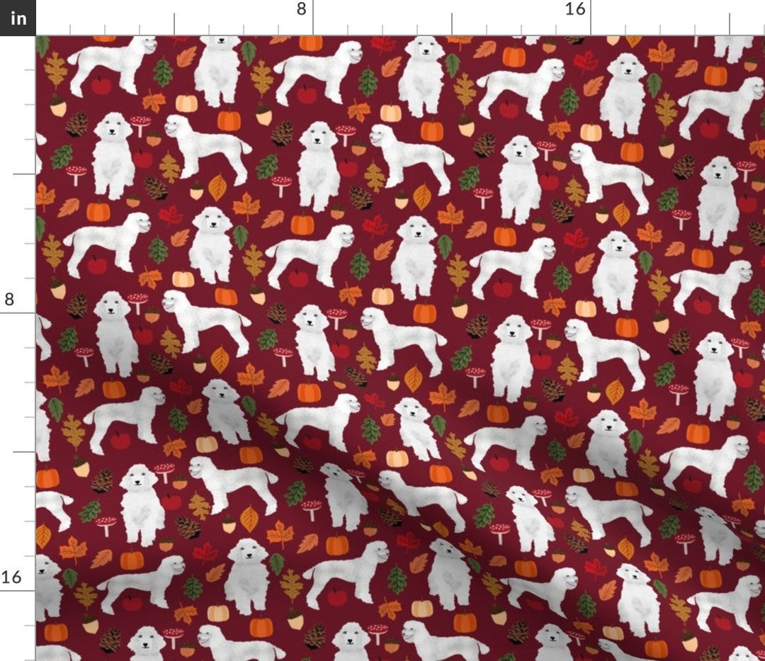 Fall Poodle Fabric Poodle Dog White Poodle Autumn Ruby Red by ...
