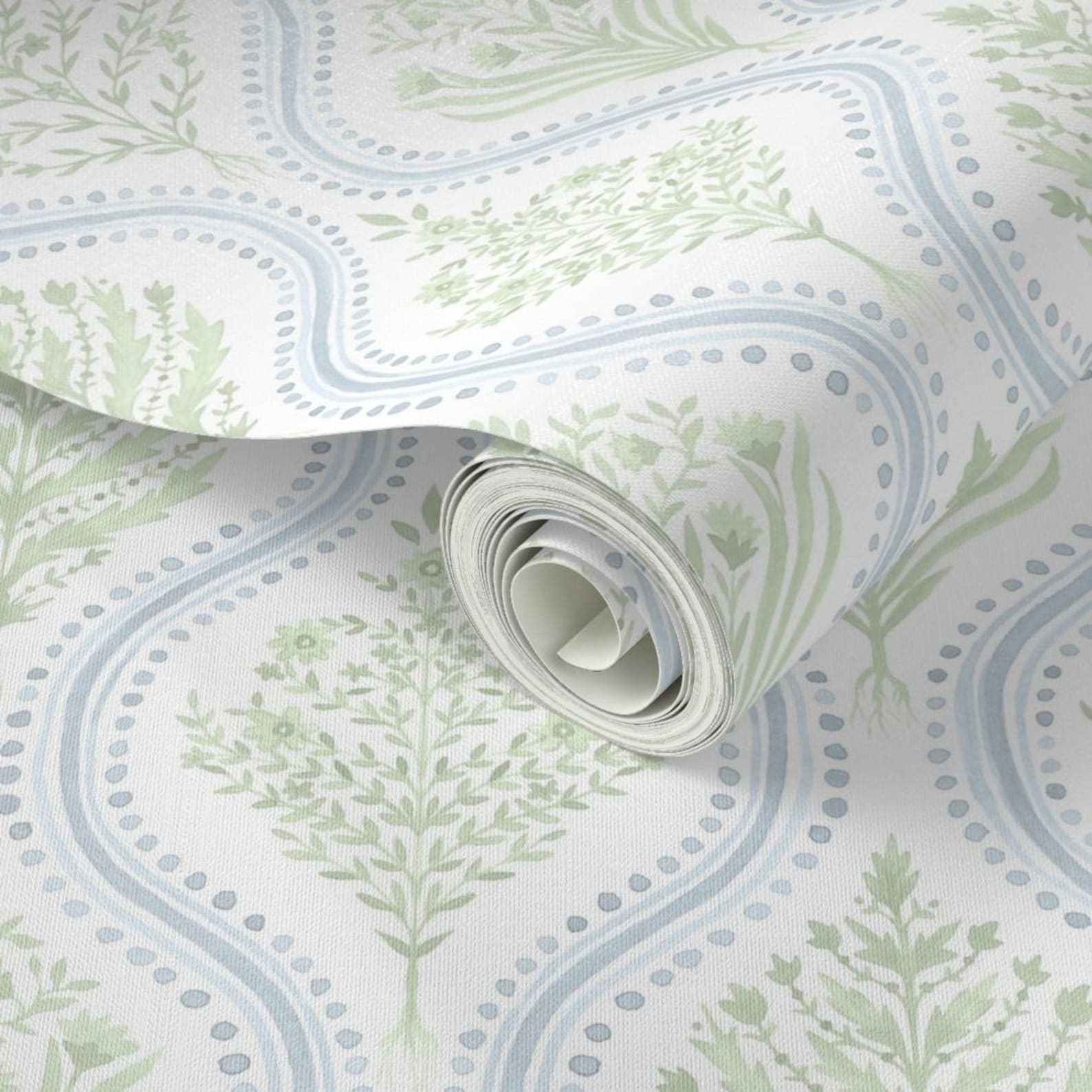 Preppy Paisley Removable Peel and Stick Wallpaper - Green Blue Cottage ...