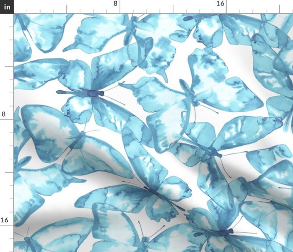 Blue Butterfly Fabric Gaggle of Silky Butterflies by Marketa - Etsy