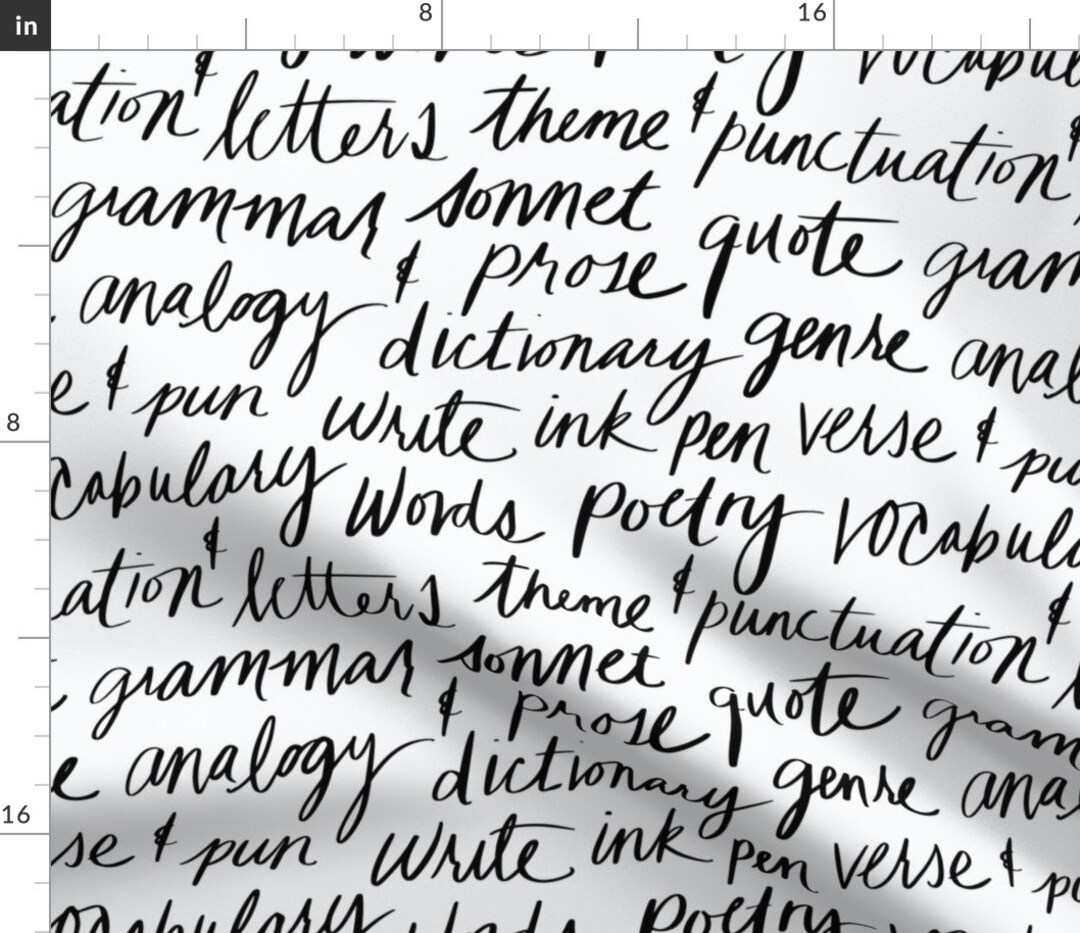 Literary Writing Fabric Literary Calligraphy by - Etsy