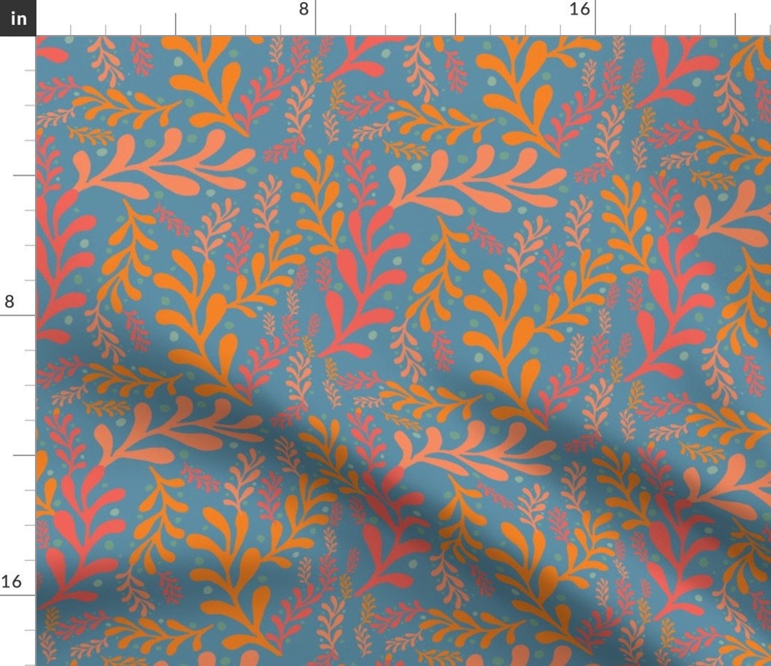 Seaweed Fabric Seaweed by Fifoott Seaweed Red Orange Blue Ocean ...