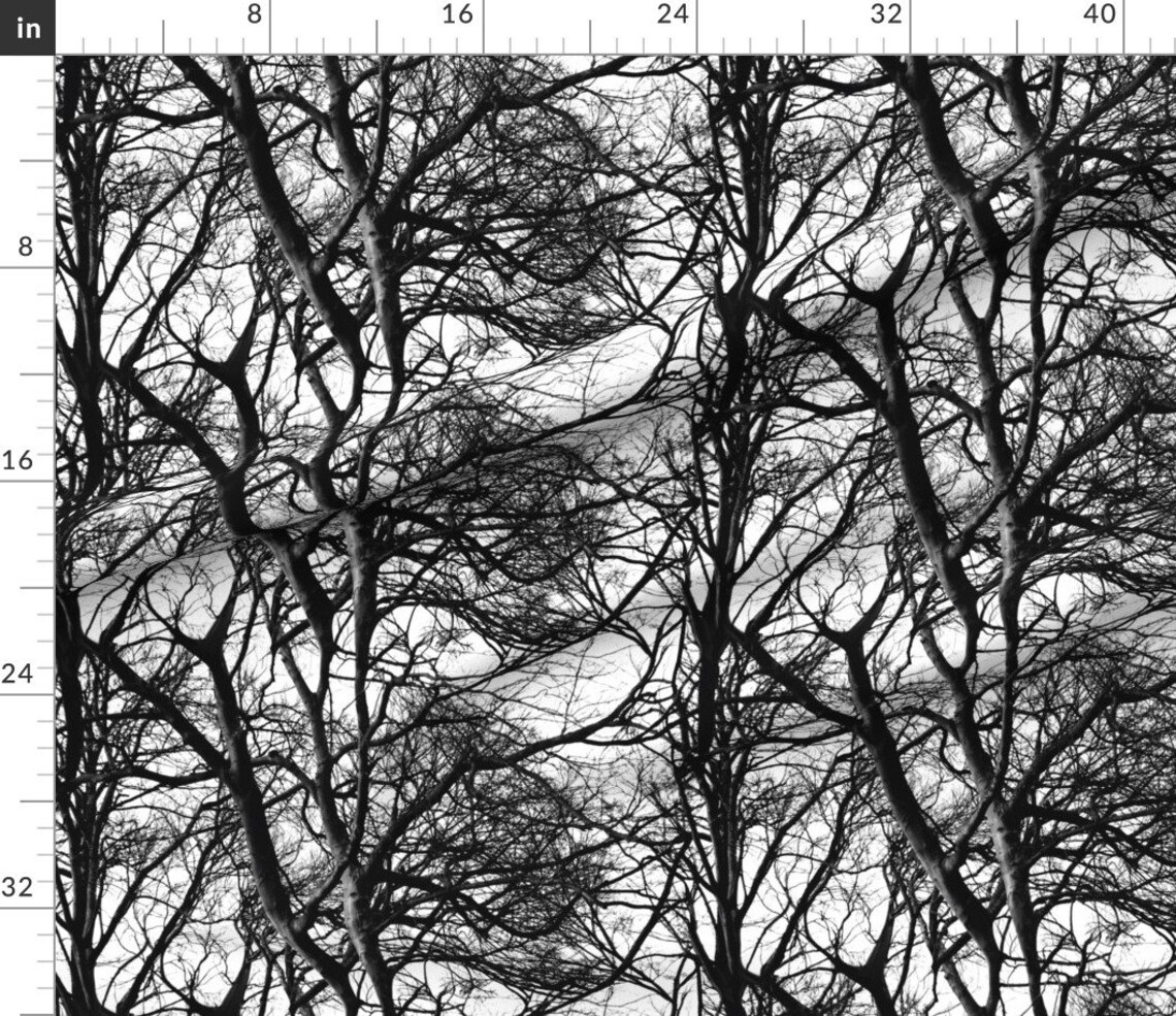 Winter Tree Fabric the Tree Lace Black and White by - Etsy