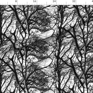Winter Tree Fabric the Tree Lace Black and White by - Etsy
