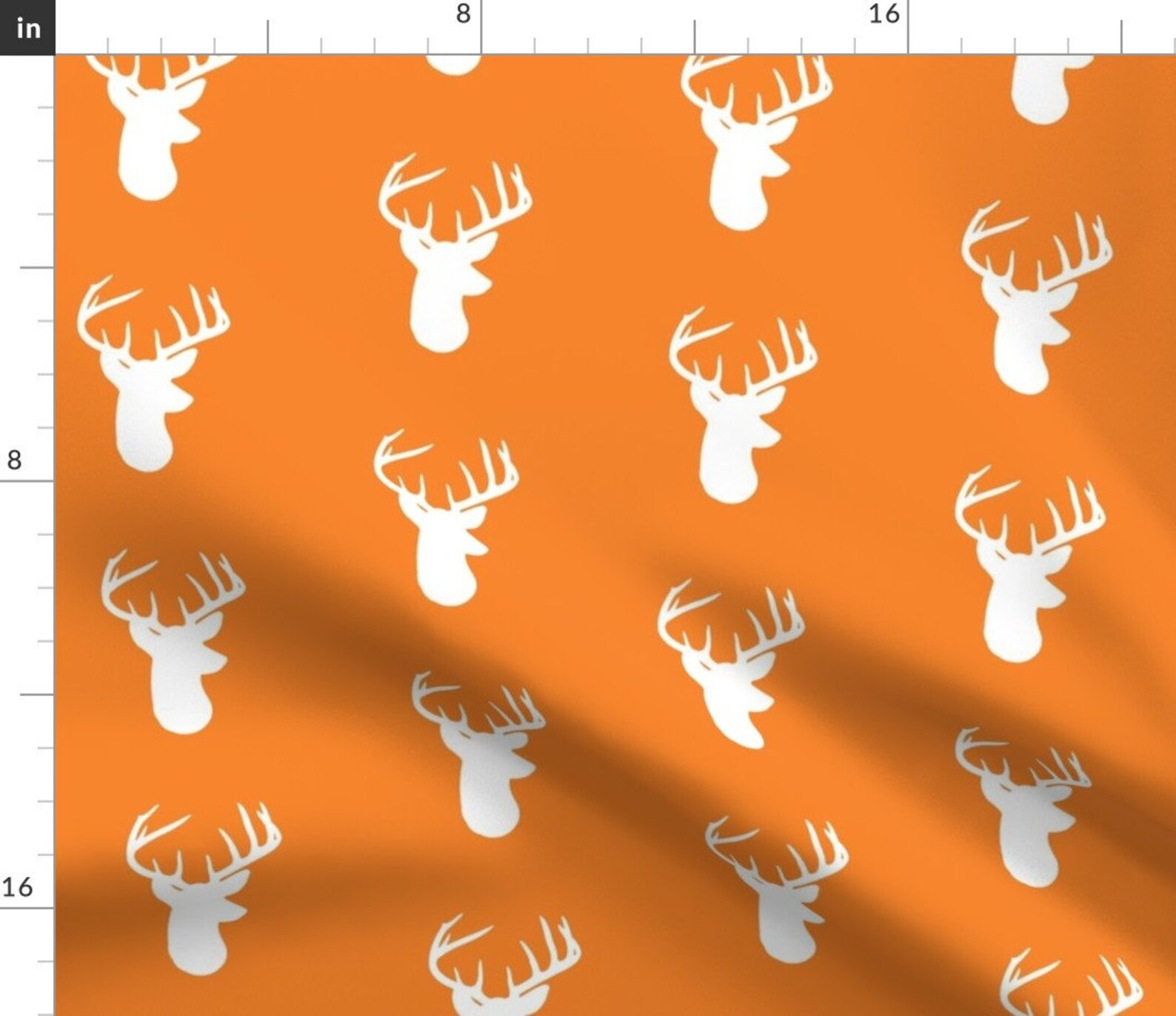 Orange Deer Head Fabric Deer Heads on Orange by Modfox - Etsy