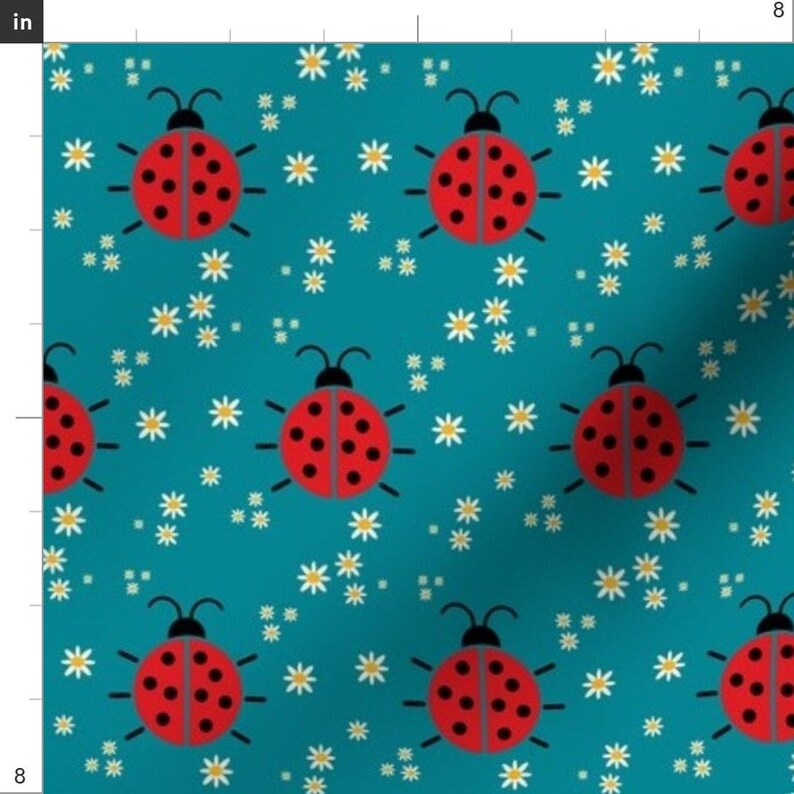 Ladybug Fabric Ladybug by Bruxamagica Ladybug Red Blue | Etsy