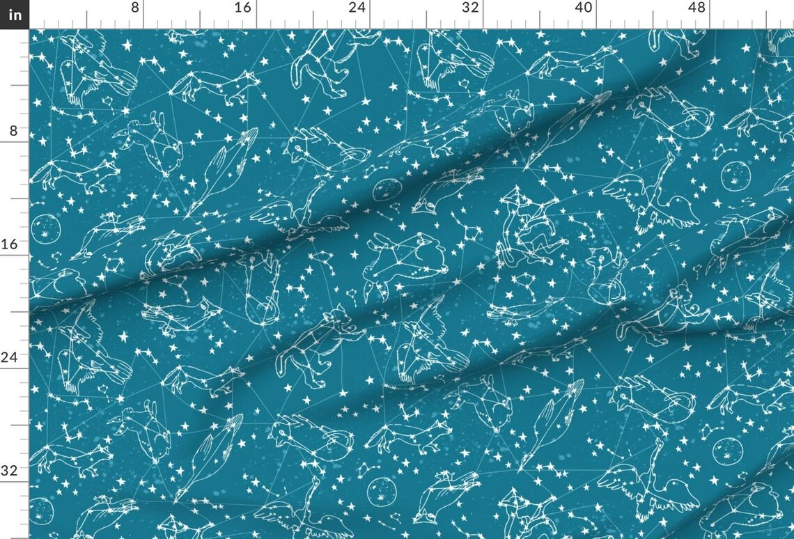 Constellations Fabric Constellations Sky Night Time Stars Kids Nursery ...