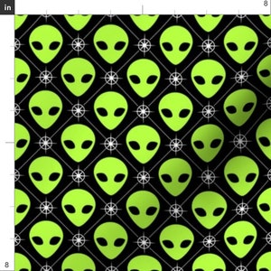 Alien Heads Fabric Alien Star by Shala Alien Heads Extraterrestrial ...