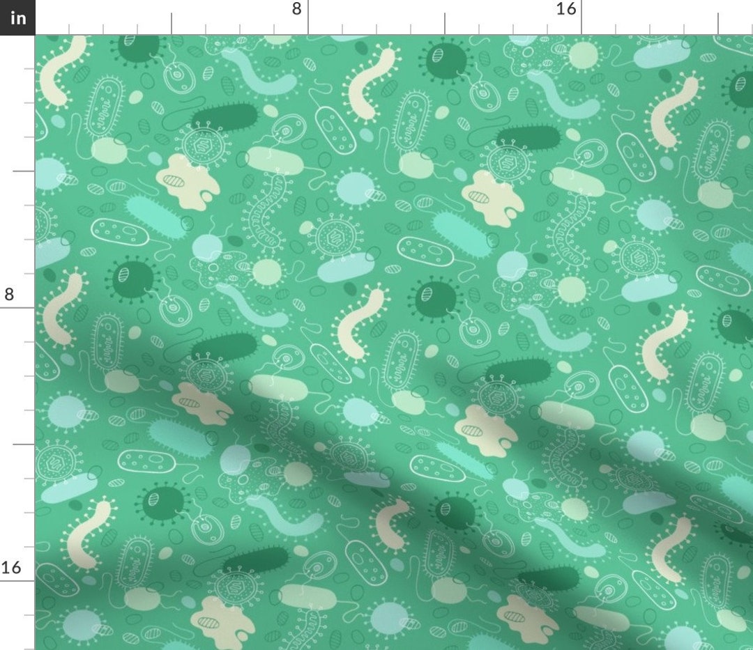 Microorganism Fabric Microorganisms Green by Hazel Fisher Creations ...
