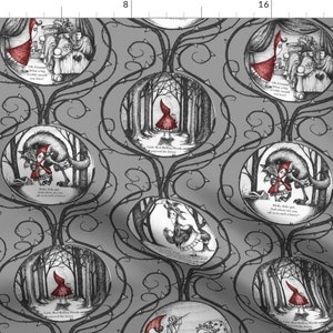 Wolf Fabric Little Red Riding Hood Big Bad Wolf Fairy Tale Forest Gray ...