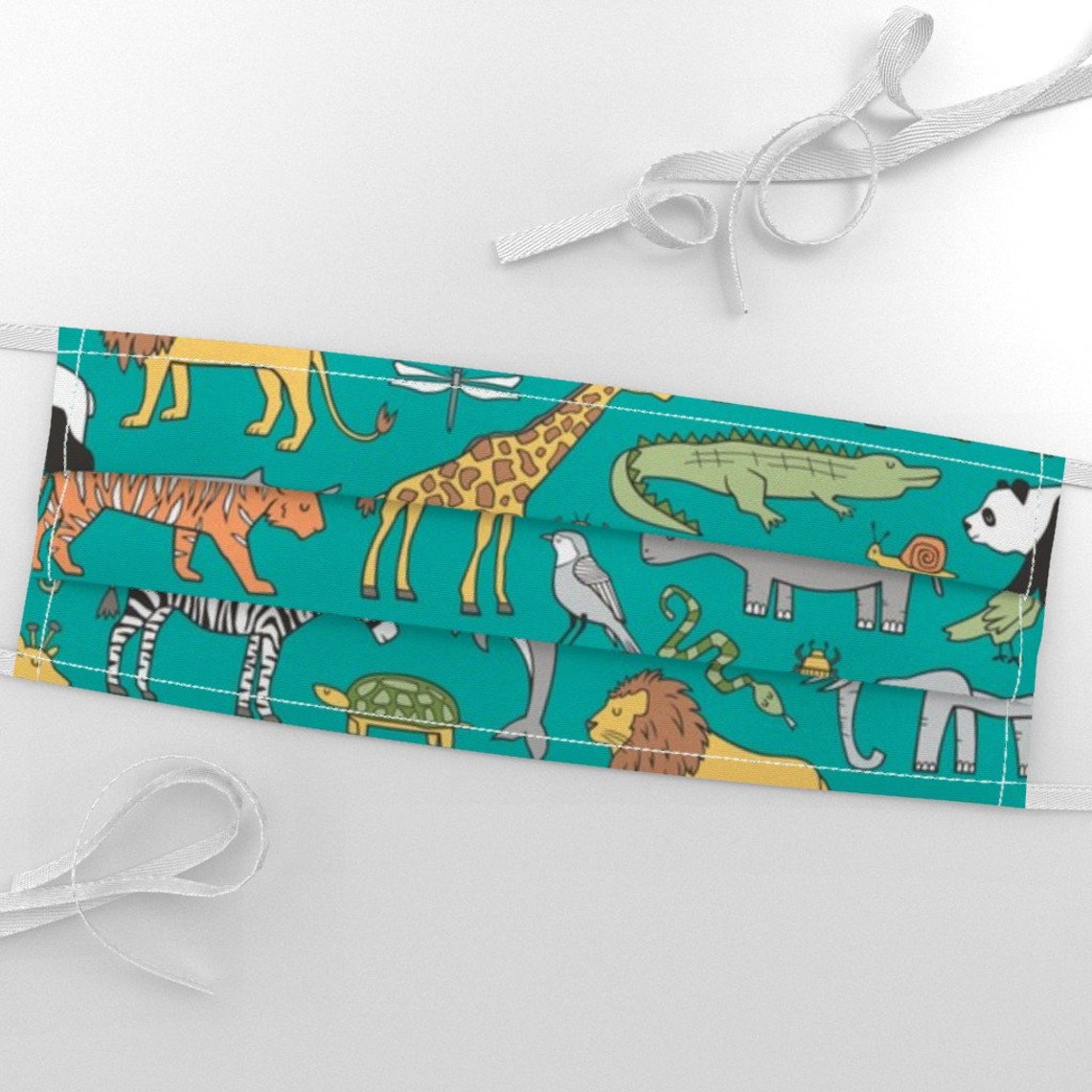 Zoo Animals Fabric Zoo Jungle Animals Doodle on Green by | Etsy