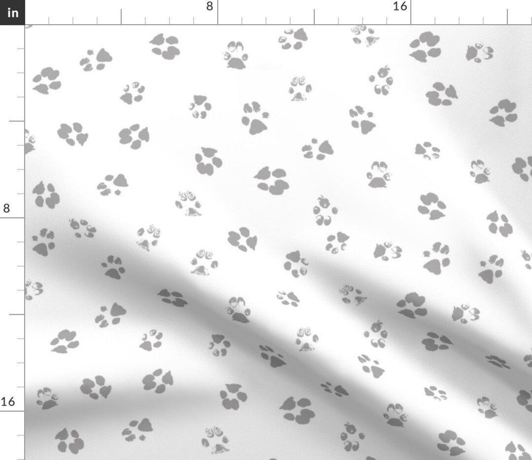 Paws Fabric Paws Gray and White by Purplish Monochrome Neutral Paw ...