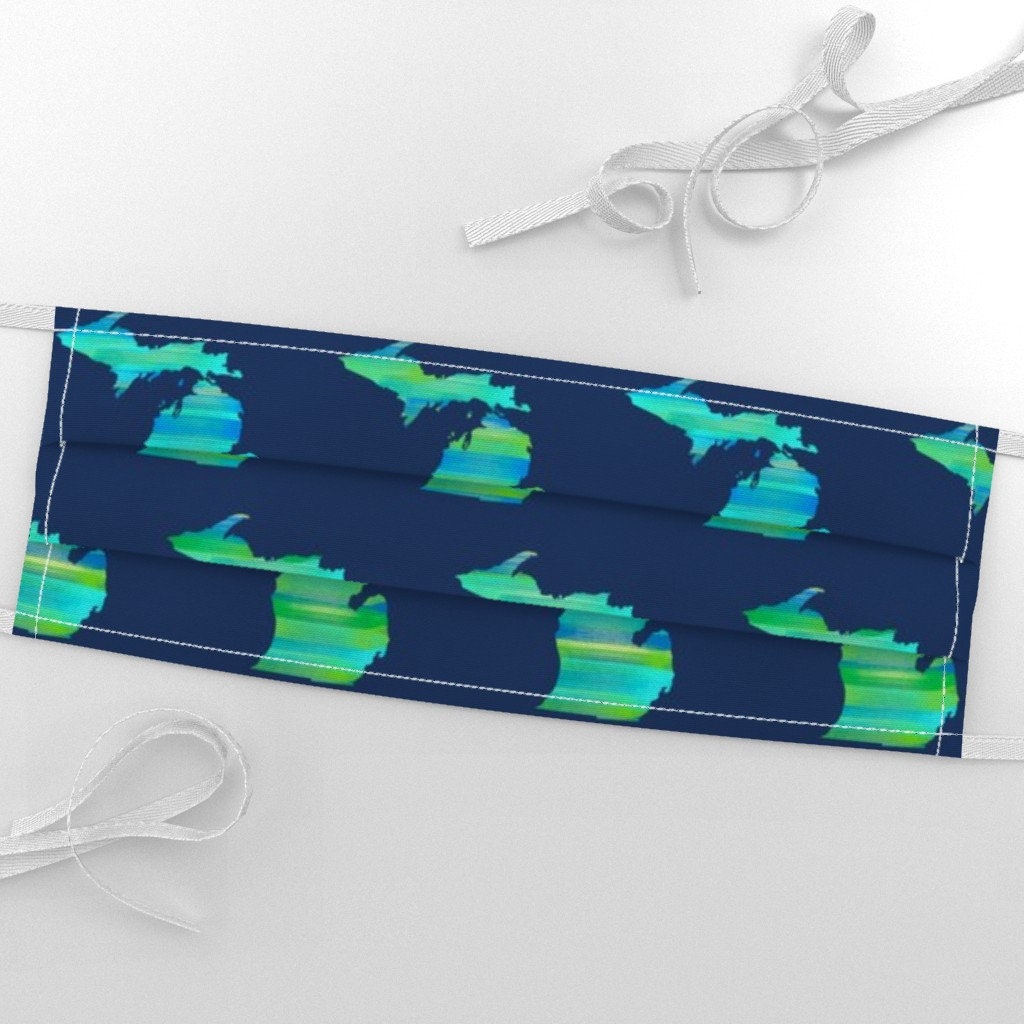Michigan Fabric Aqua Turquoise Blue Small Scale by Bags29 | Etsy