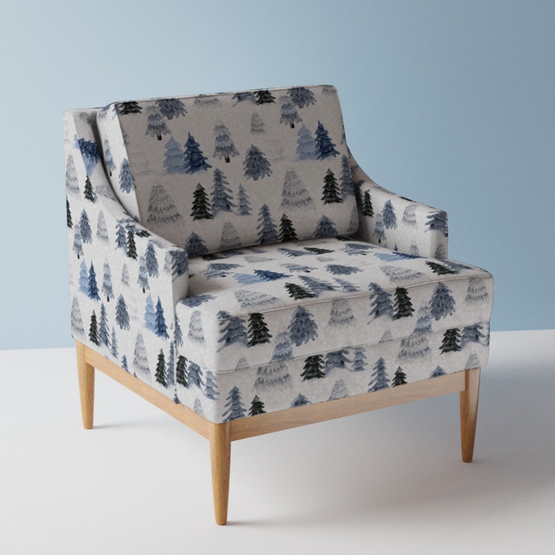 Pine Trees Upholstery Fabric Snowy Winter Forest by - Etsy