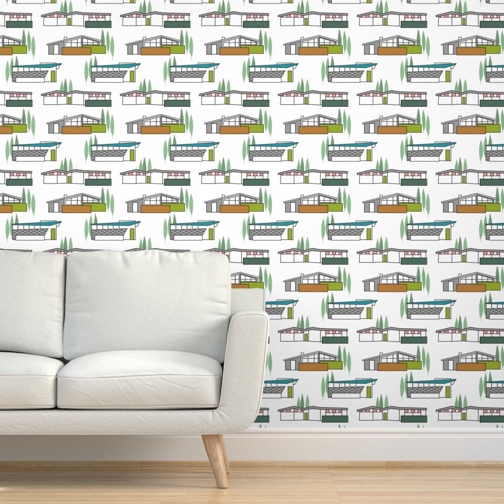 Mid Century Modern Wallpaper Mid-century Homes by Vo Aka - Etsy