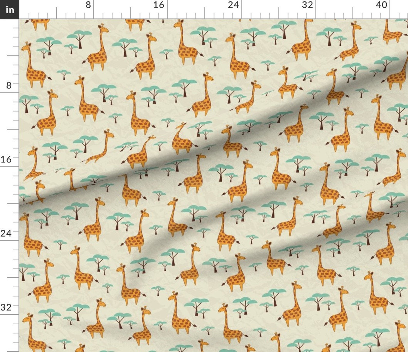 Giraffes Fabric Giraffes By Bluelela Giraffes Wild Animal | Etsy