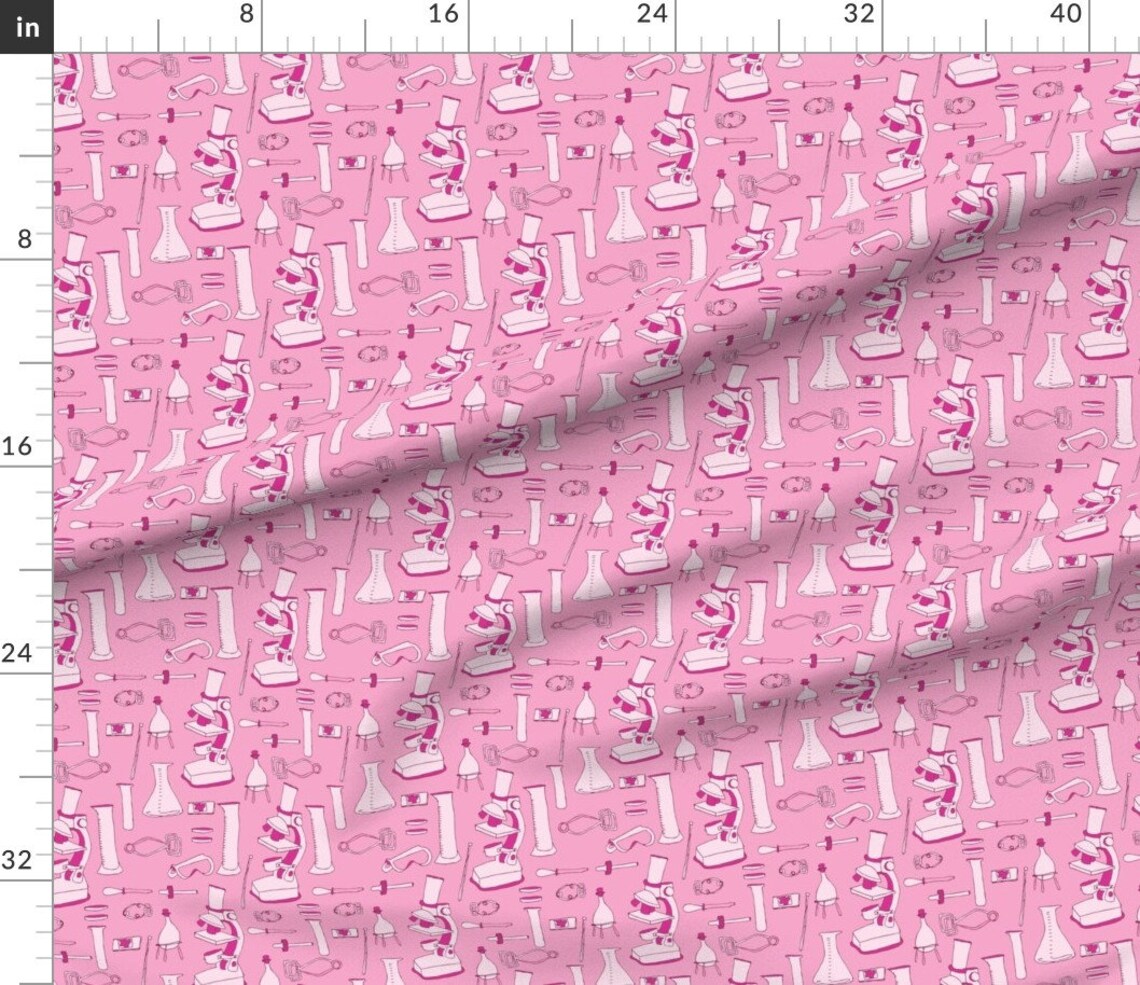 Science On Pink Fabric Larageorgine Weird Science Bright | Etsy