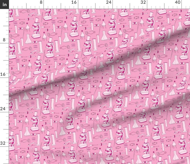 Science on Pink Fabric Larageorgine Weird Science Bright - Etsy