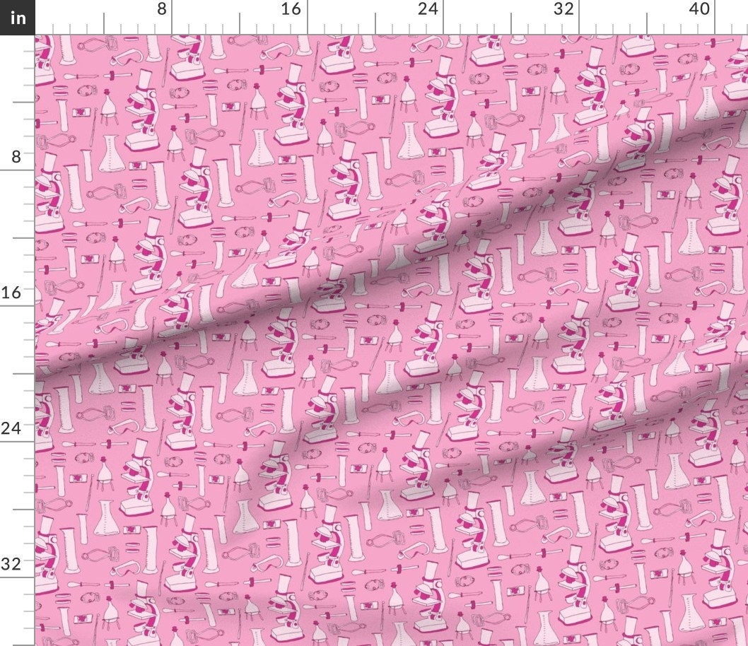 Science On Pink Fabric Larageorgine Weird Science Bright | Etsy