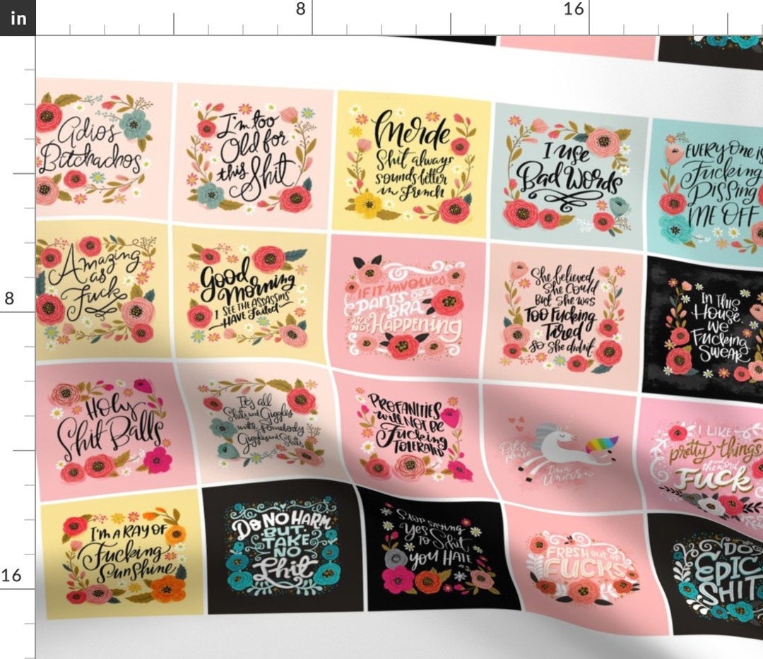 Swearing Fabric 4x4 Small Swears by Cynthiafrenette - Etsy