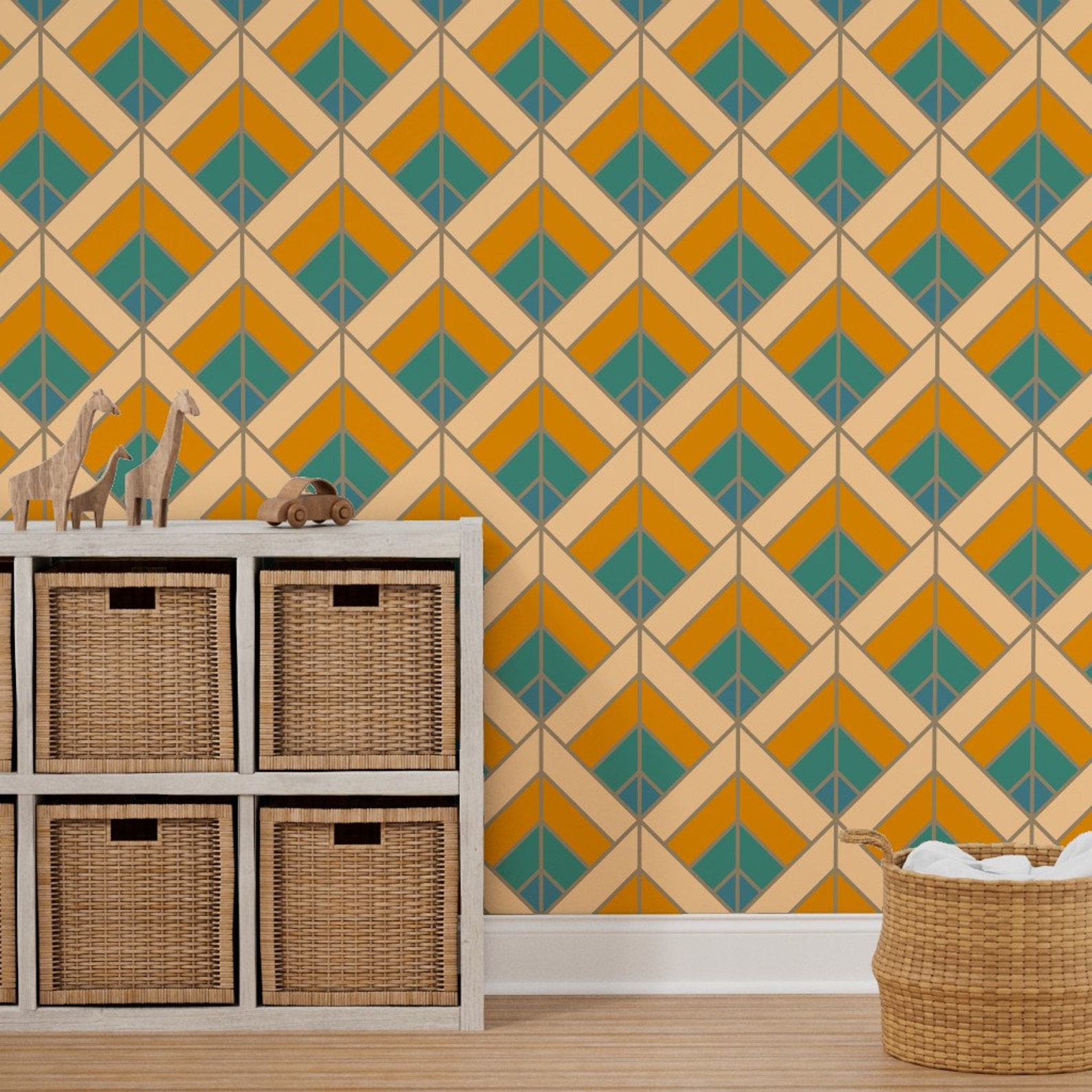 Art Deco Wallpaper Geometric Pattern Art Deco Diamond Lily - Etsy