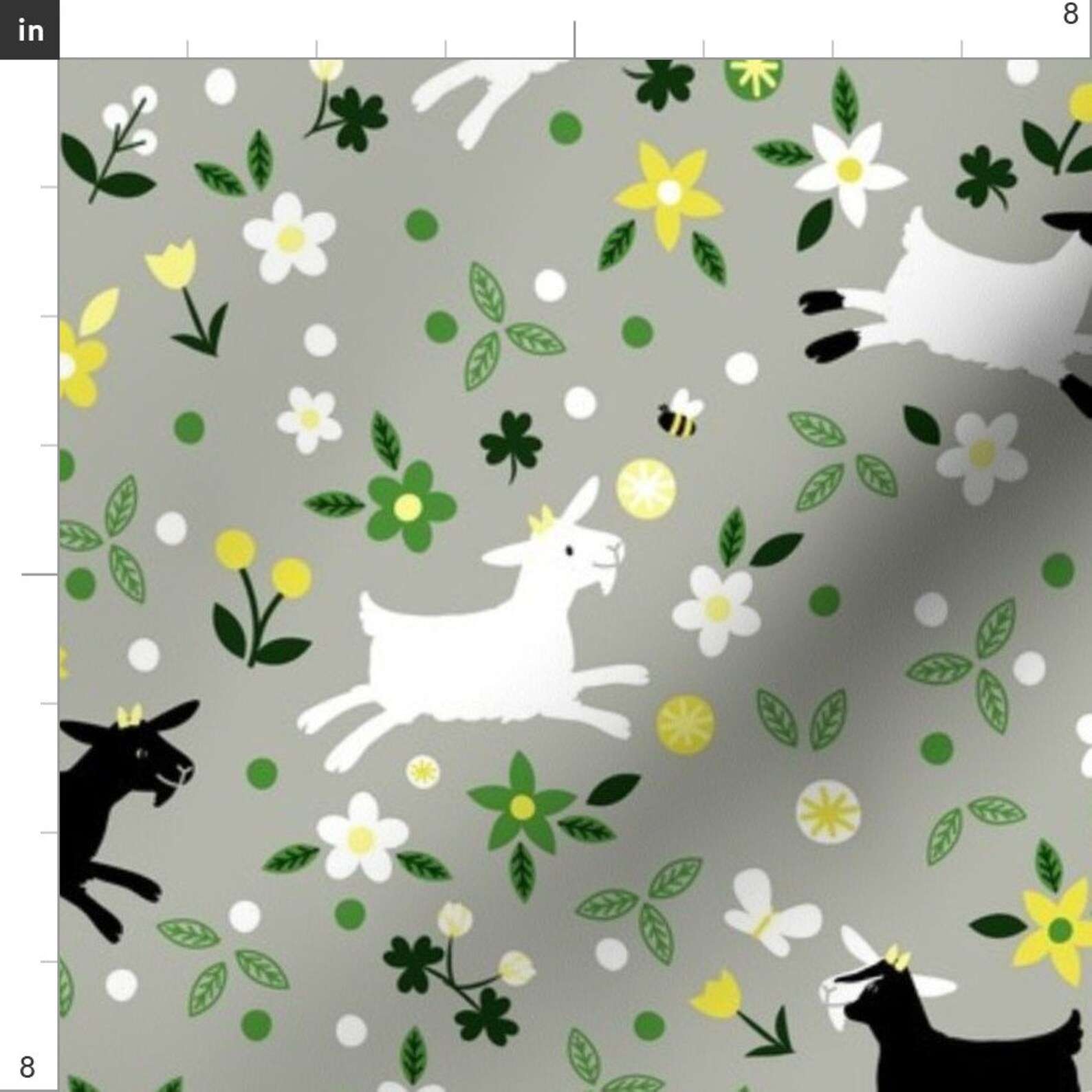Goat Fabric Frolic by Lellobird Goat Farm Yellow Green - Etsy