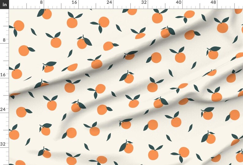 Clementine Fruit Fabric - Clementine Ivory by Kimsa - Clementine Citrus ...