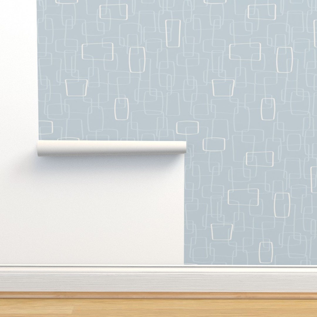 Mid-century Wallpaper Light Blue Mod Shapes by - Etsy