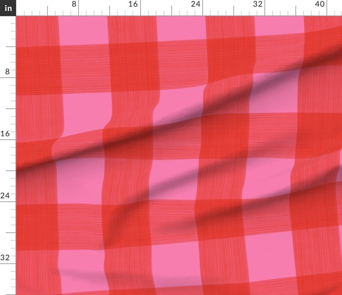 Red and Pink Plaid Fabric Valentine 6 Buffalo Plaid by - Etsy