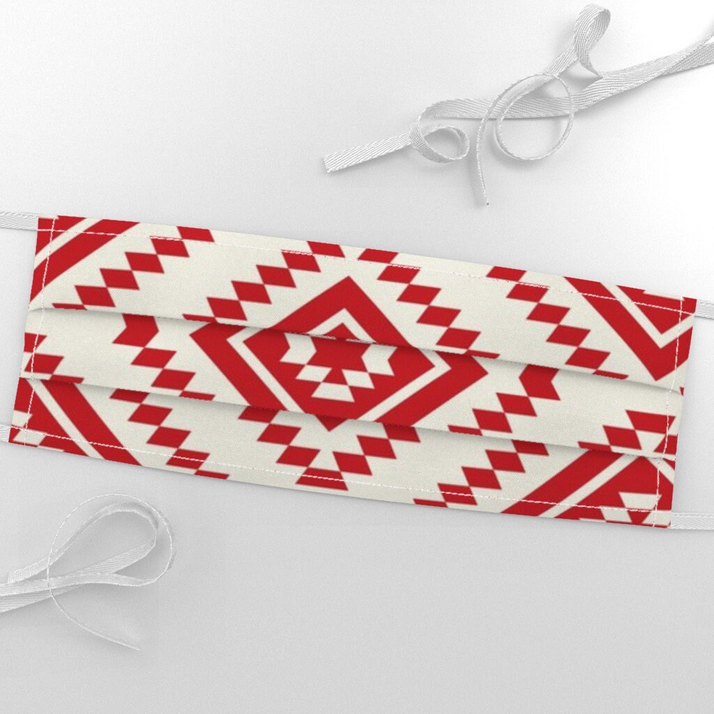 Red Aztec Decor Fabric Aztec Red Ivory by Fernlesliestudio | Etsy