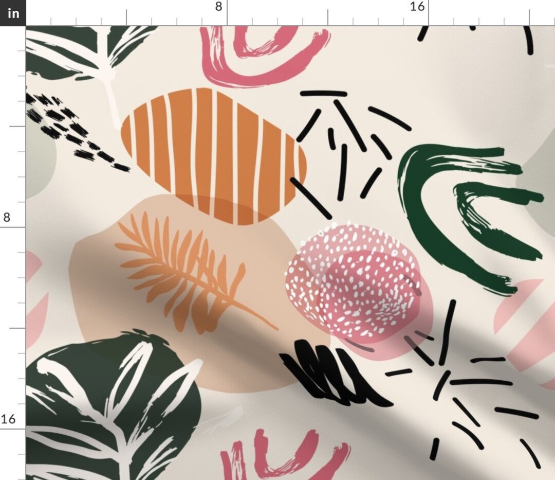 Abstract Floral Illustration Fabric Abstract by Holaholga Plants ...