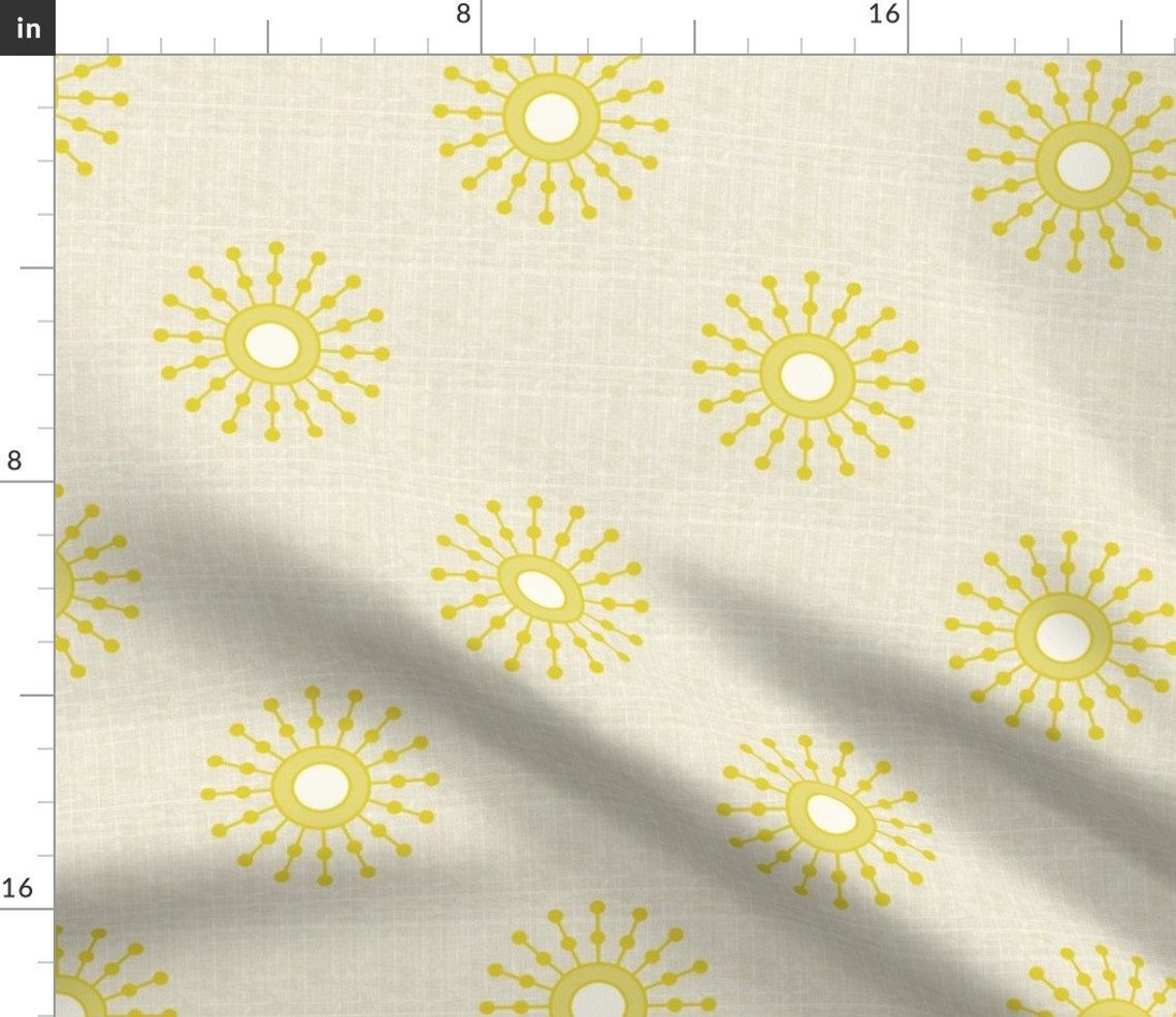 Yellow Star Bursts Fabric Star burst Sunshine By | Etsy