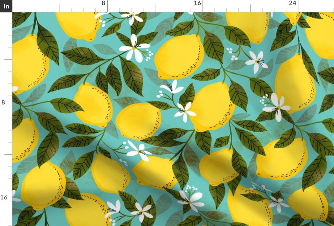 Lemons Yellow Citrus Fruits Fabric - Zesty Lemonade by Cynthiafrenette ...