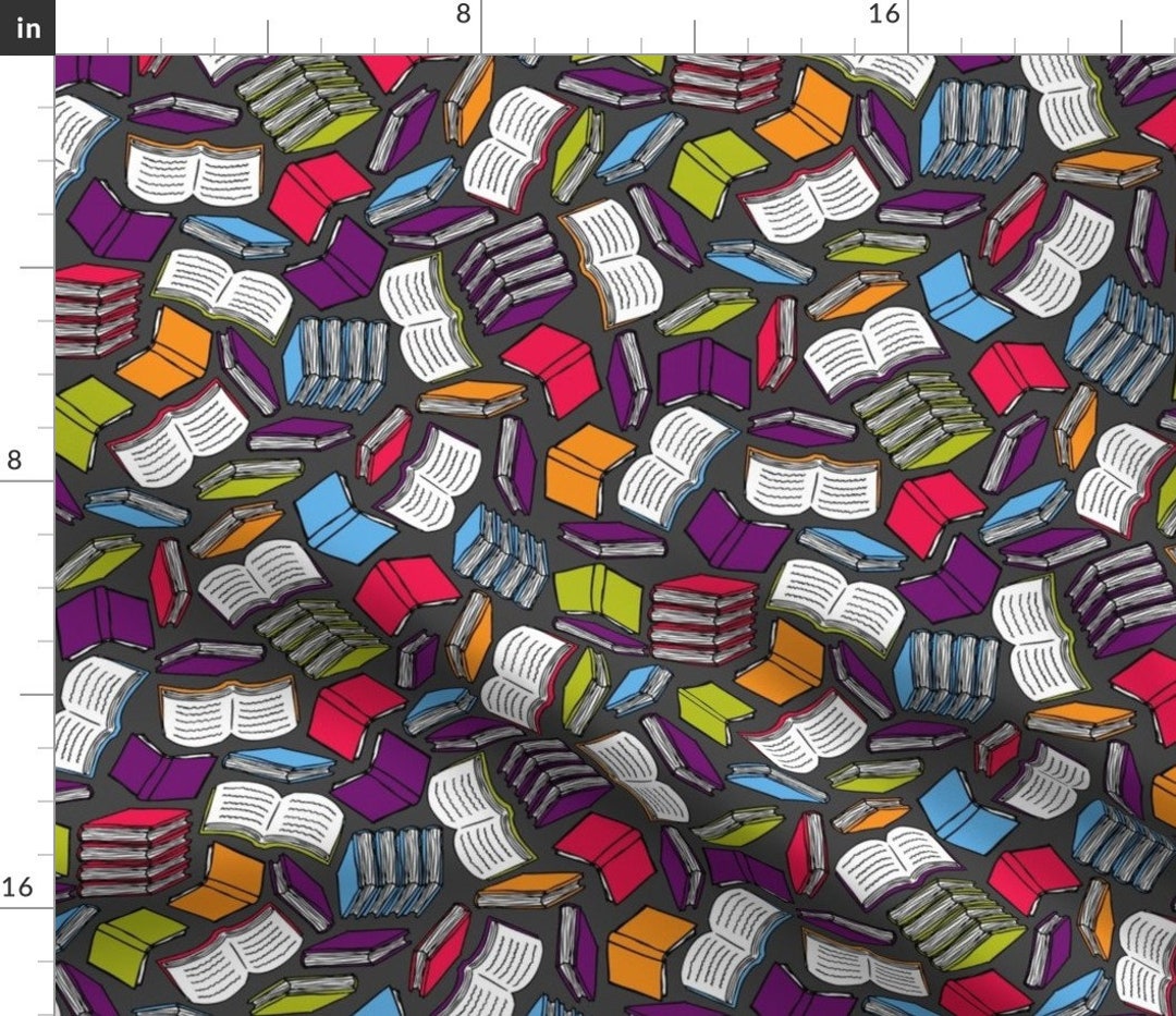 Book Fabric so Many Colorful Books... by Robyriker Books - Etsy