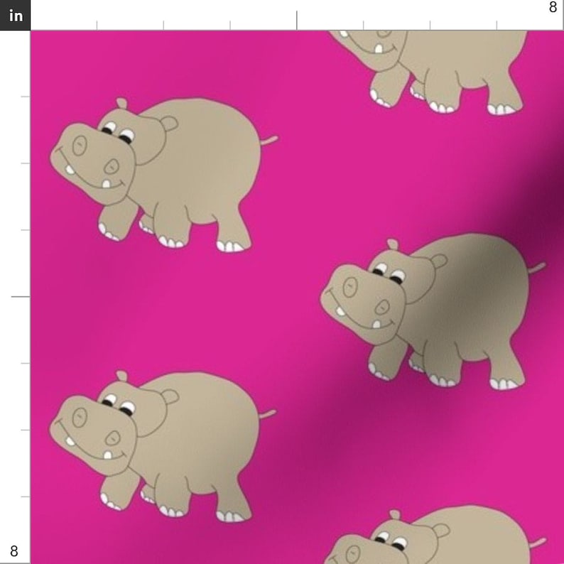Hippo Fabric Hippo Pink by Coveredbydesign Hippo Safari | Etsy