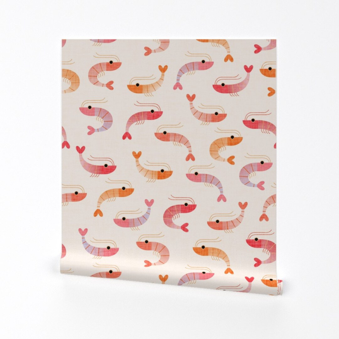 Cute Shrimp Wallpaper Shrimps on Cream by Heleenvanbuul Boho Whimsical ...