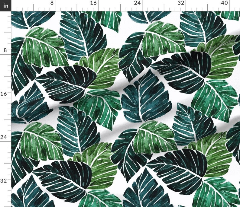 Monstera Fabric Monstera Leaves by Crystal Walen Greenery | Etsy