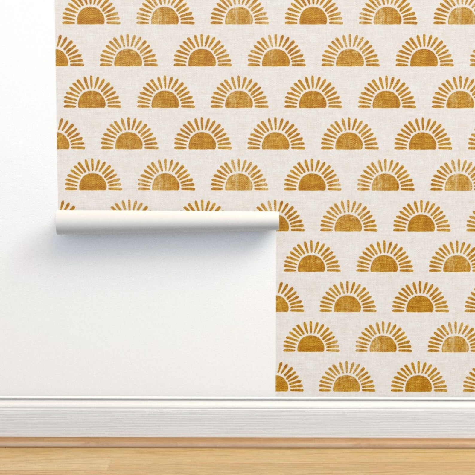 Block Print Sun Wallpaper Sunshine by Littlearrowdecor - Etsy