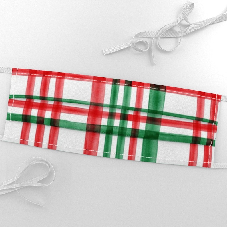 Christmas Plaid Fabric Christmas Watercolor Plaid Bright by | Etsy