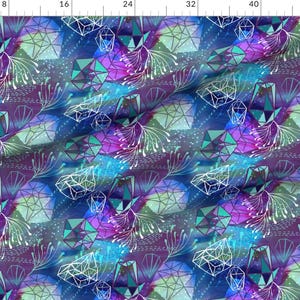Chi Purple Blue Gemstone Pattern Fabric - Chi Energy Universe by ...