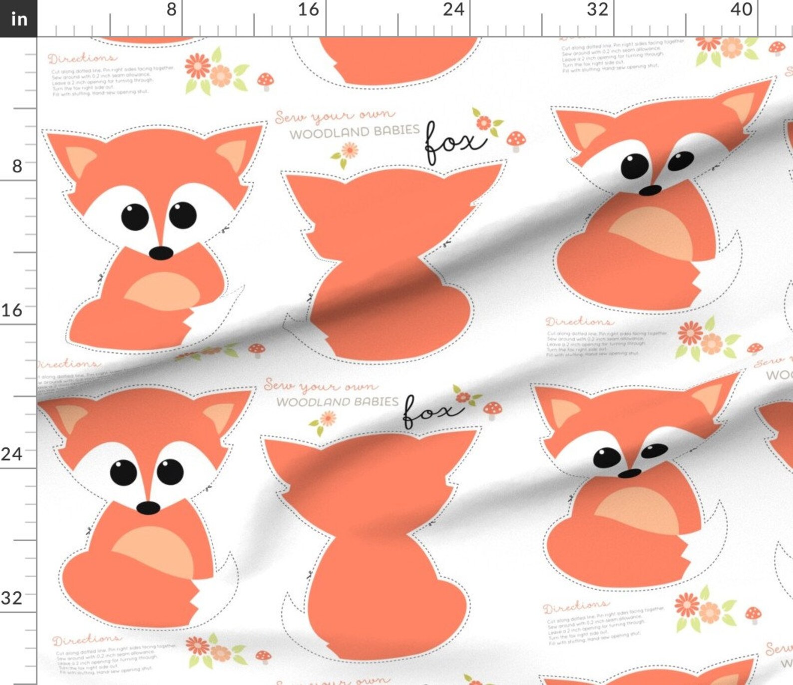 Cut and Sew Fox Fabric Sew Your Own Baby Fox by - Etsy