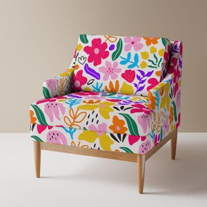 Happy Floral Upholstery Fabric- Bright Floral Garden by Priraj_designs ...