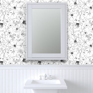 Doodle Flowers Wallpaper Sketch Flowers by Hipkiddesigns - Etsy