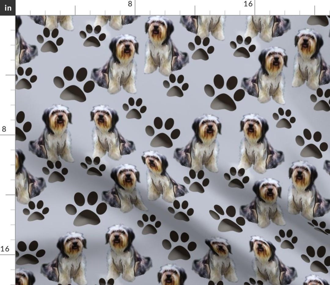 Grey Bearded Collie Fabric Seamless Pattern Bearded Collie by Dogdaze ...