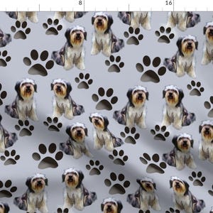 Grey Bearded Collie Fabric Seamless Pattern Bearded Collie by Dogdaze ...