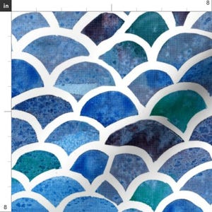 Watercolor Mermaid Scale Fabric Watercolor Fish Scales by Pixabo ...