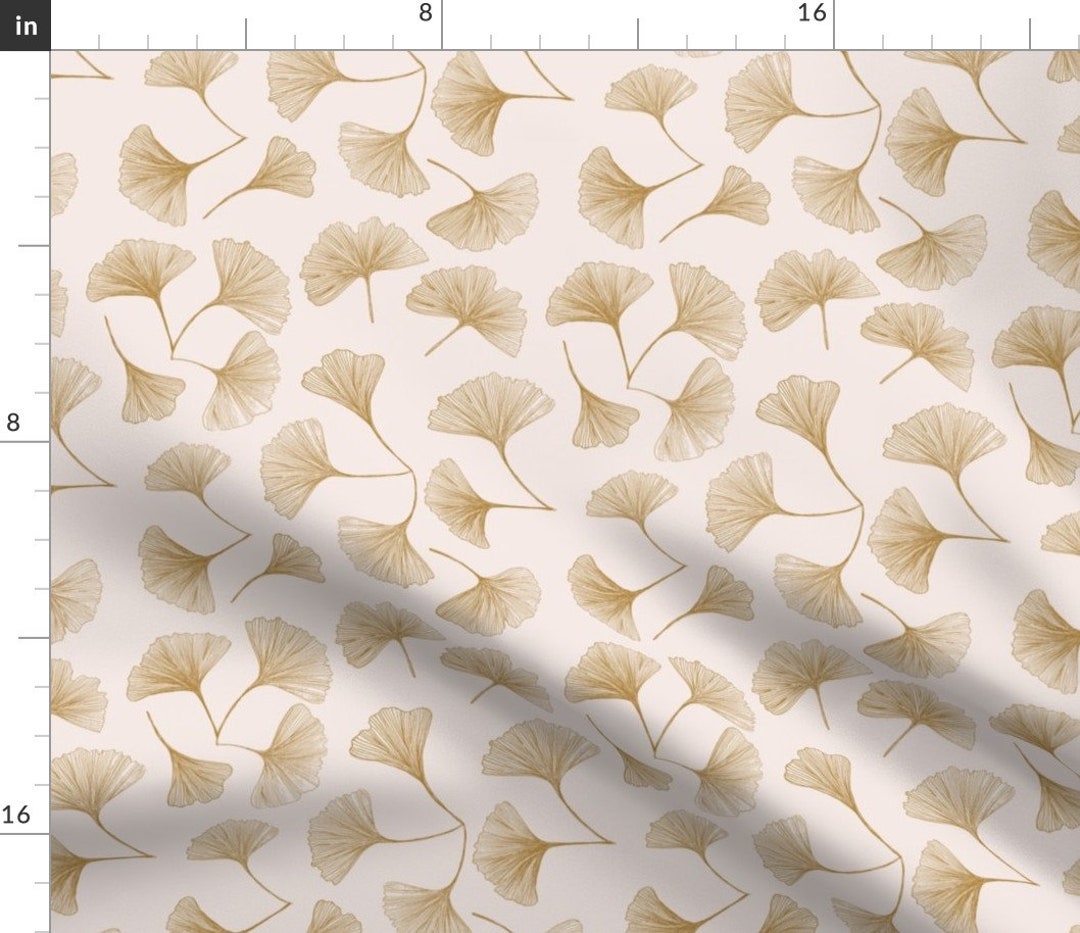 Pink Ginkgo Fabric Ginkgo Biloba by Lilie_design Brown - Etsy