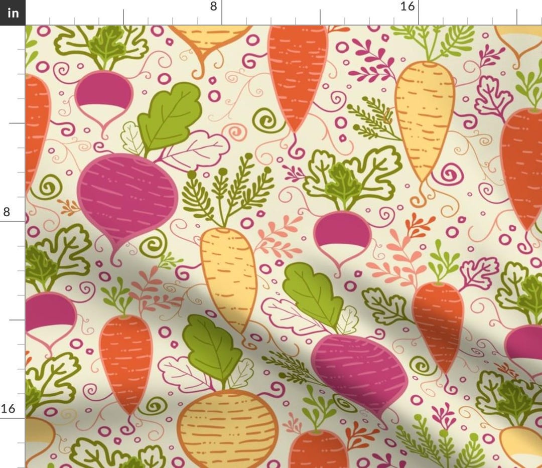 Colorful Veggie Fabric Growing Root Vegetables by Oksancia Kids ...