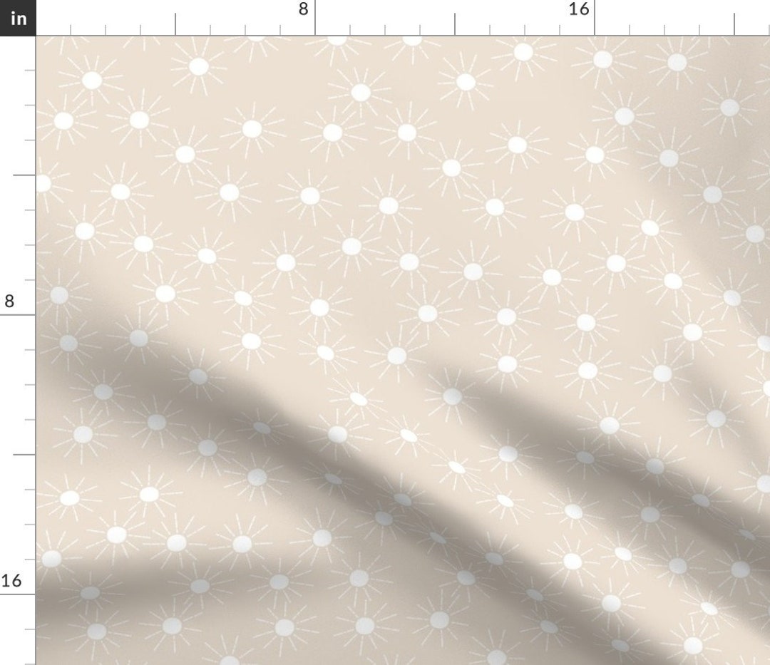 Neutral Suns Fabric Small Sunshine White on Beige by Erin Kendal Gender ...