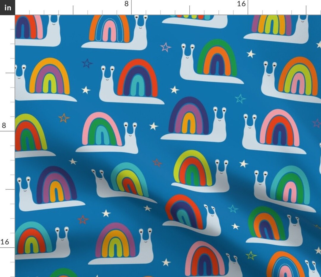 Blue Snail Illustration Stem Fabric Happy Snails by Katerhees Stem Kids ...