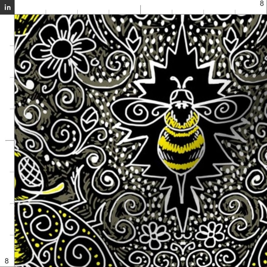 Abstract Bee Fabric Chalkboard Filigree Bee by Beesocks - Etsy
